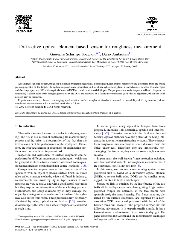 (PDF) Diffractive optical element based sensor for roughness measurement
