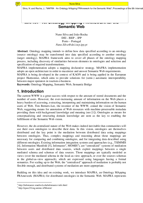 (PDF) MAFRA - An Ontology MApping FRAmework for the Semantic Web