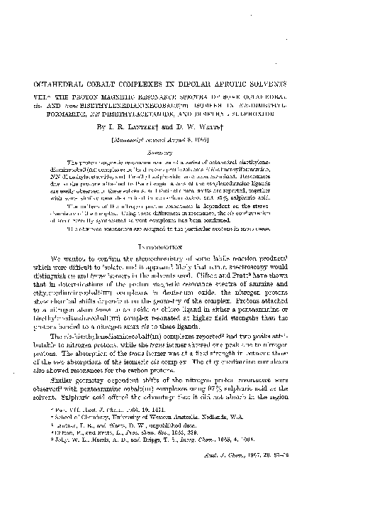 (PDF) Octahedral cobalt complexes in dipolar aprotic solvents. VIII ...