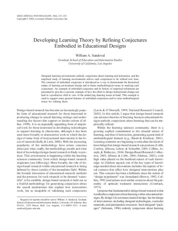 (PDF) Developing learning theory by refining conjectures embodied in ...