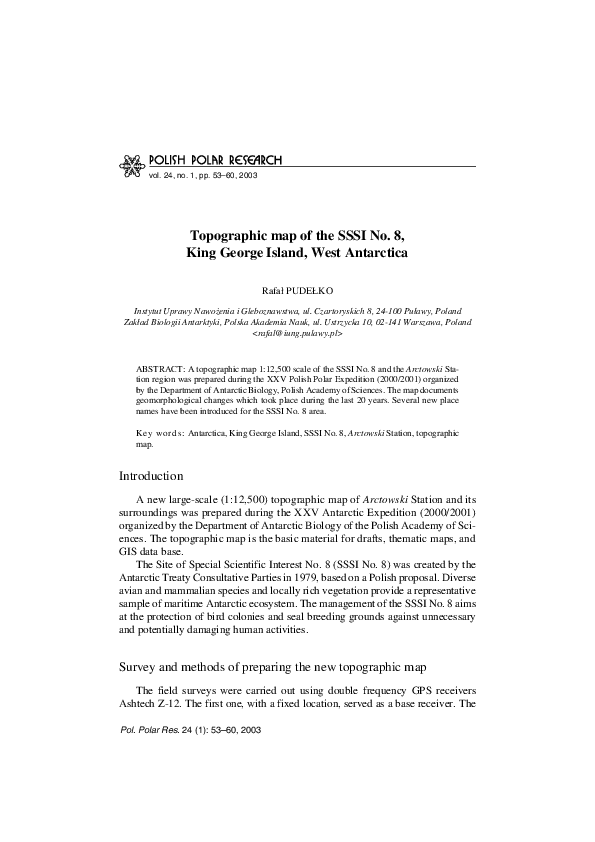 (PDF) Topographic map of the SSSI No. 8, King George Island, West ...