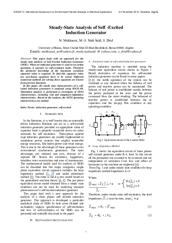 (PDF) Steady-state analysis of self-excited induction generators using genetic algorithm ...