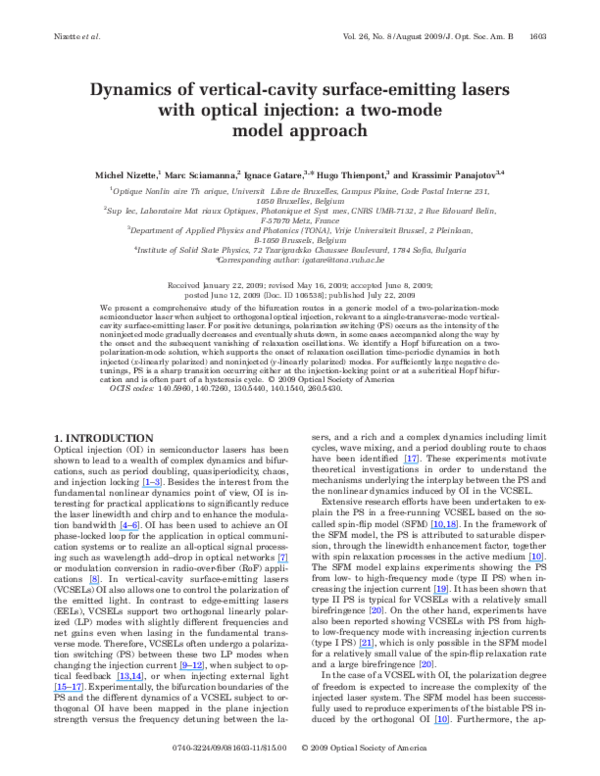 (PDF) Dynamics of vertical-cavity surface-emitting lasers in the short external cavity regime ...