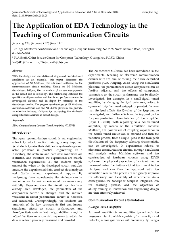 (PDF) The Application of EDA Technology in the Teaching of ...