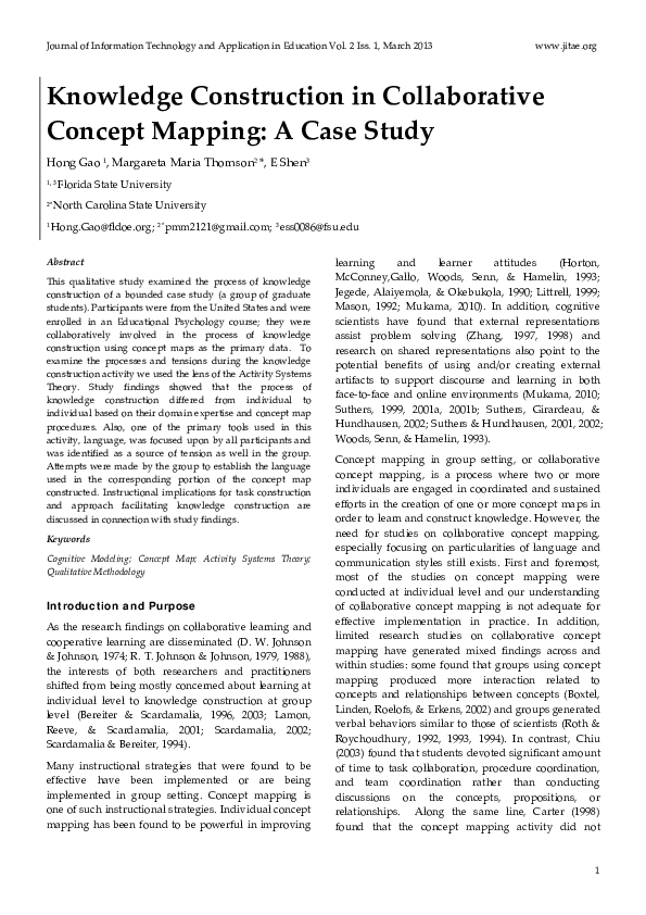 (PDF) Knowledge Construction in Collaborative Concept Mapping: A Case Study