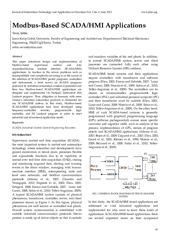 (PDF) Modbus‐Based SCADA/HMI Applications