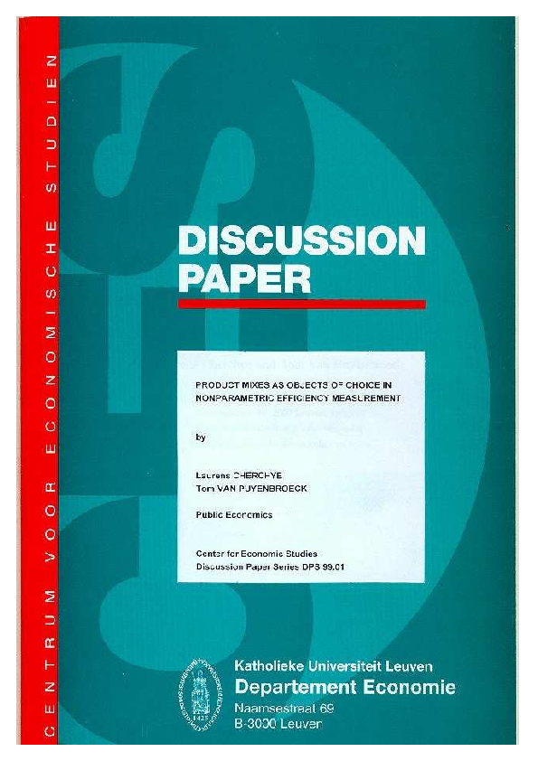 (PDF) Product mixes as objects of choice in non-parametric efficiency ...