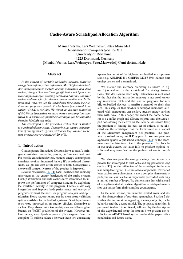 (PDF) Cache-Aware Scratchpad Allocation Algorithm