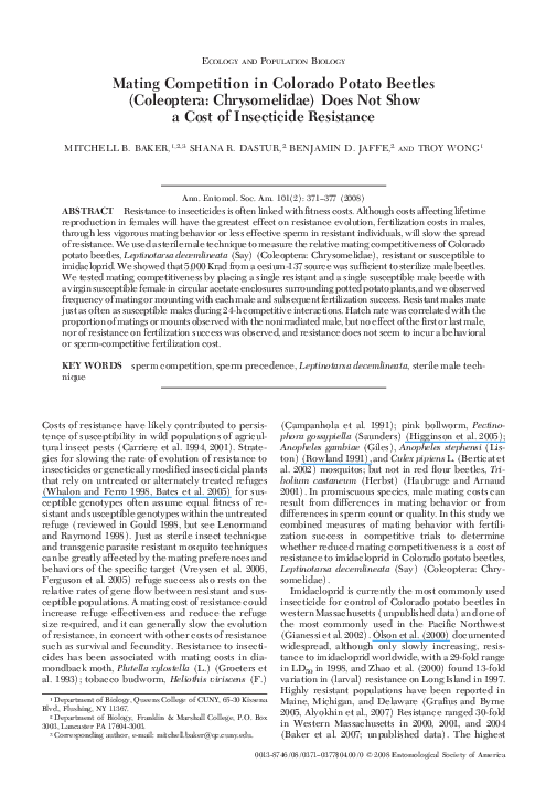 (PDF) Mating Competition in Colorado Potato Beetles (Coleoptera ...