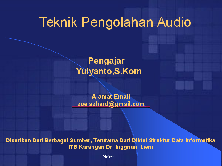 Teknik Pengolahan Audio