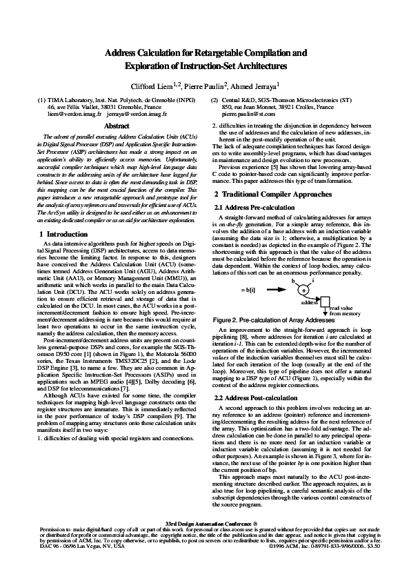 (PDF) Retargetable Compiler for DSP Addressing