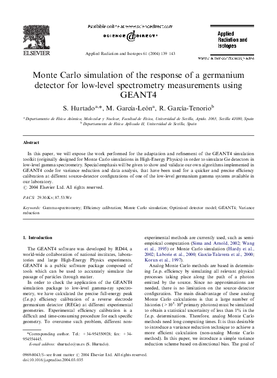 (PDF) Study of the background components for a Ge(HP) detector in environmental radioactivity ...