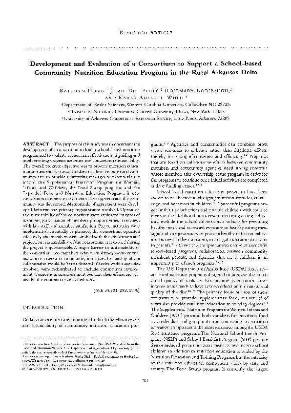 (PDF) Development and Evaluation of a Consortium to Support a School ...