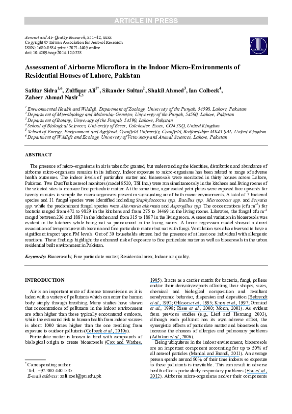 (PDF) Assessment of Airborne Microflora in the Indoor Micro ...
