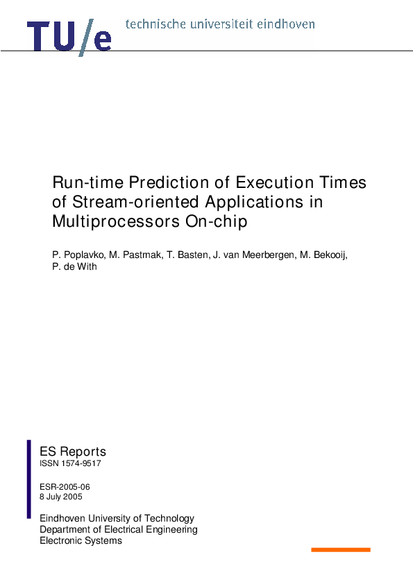 (PDF) Run-time prediction of execution times of stream-oriented applications in multiprocessors ...