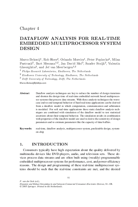 (PDF) Dataflow Analysis for Real-Time Embedded Multiprocessor System Design