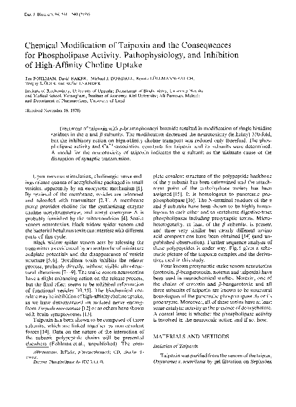 (PDF) Chemical modification of taipoxin and the consequences for ...