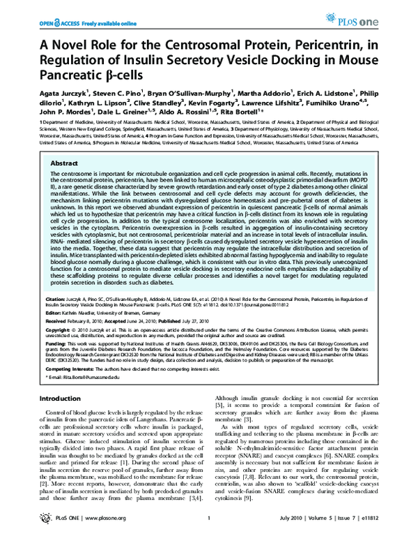 (PDF) A Novel Role for the Centrosomal Protein, Pericentrin, in ...