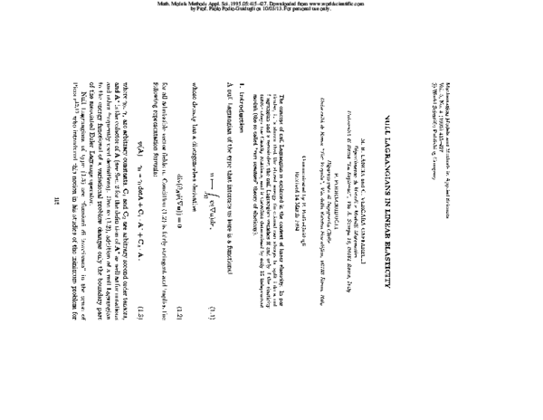 Pdf Null Lagrangians In Linear Elasticity