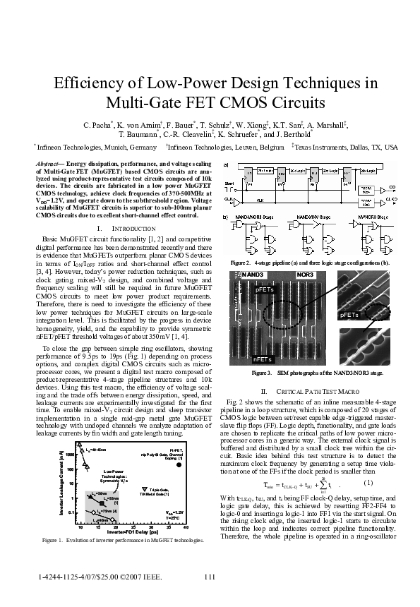 (PDF) Efficiency of low-power design techniques in Multi-Gate FET CMOS ...