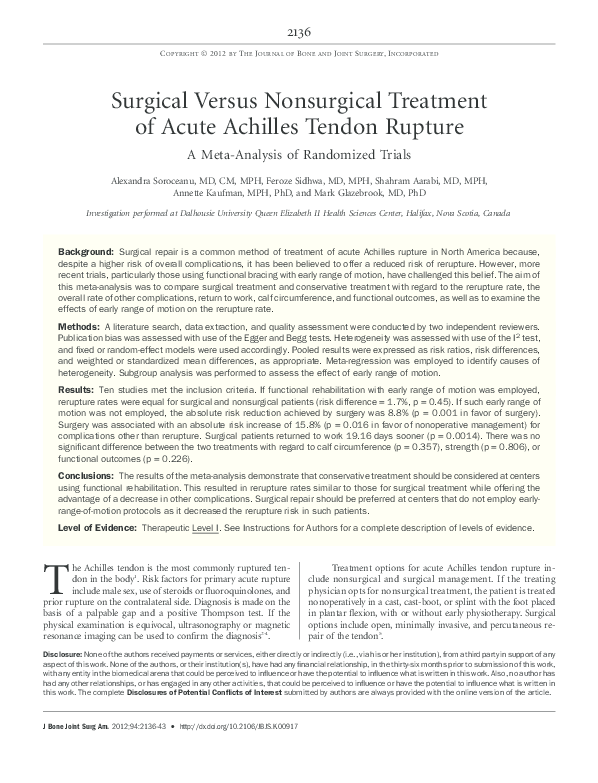 (PDF) Surgical Versus Nonsurgical Treatment of Acute Minimally ...