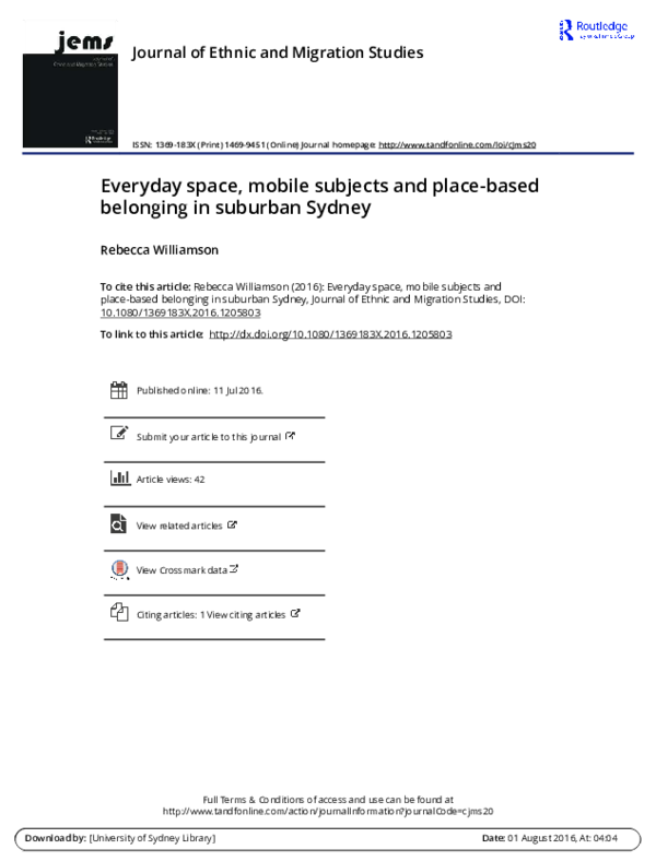 (PDF) Everyday space, mobile subjects and place-based belonging in ...
