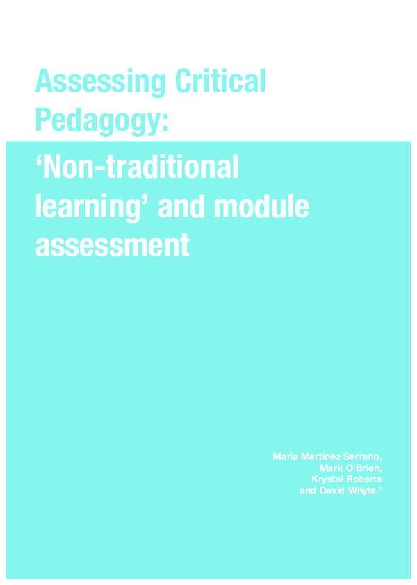 (PDF) Assessing Critical Pedagogy: 'Non-traditional learning' and ...