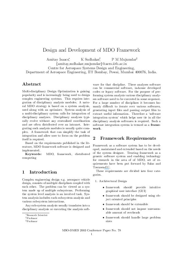 (PDF) Design and Development of MDO Framework