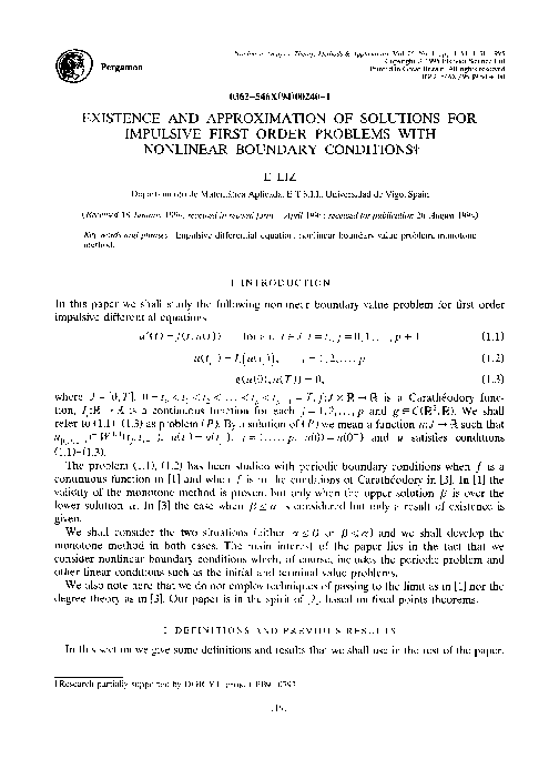 Pdf Existence And Approximation Of Solutions For Impulsive First