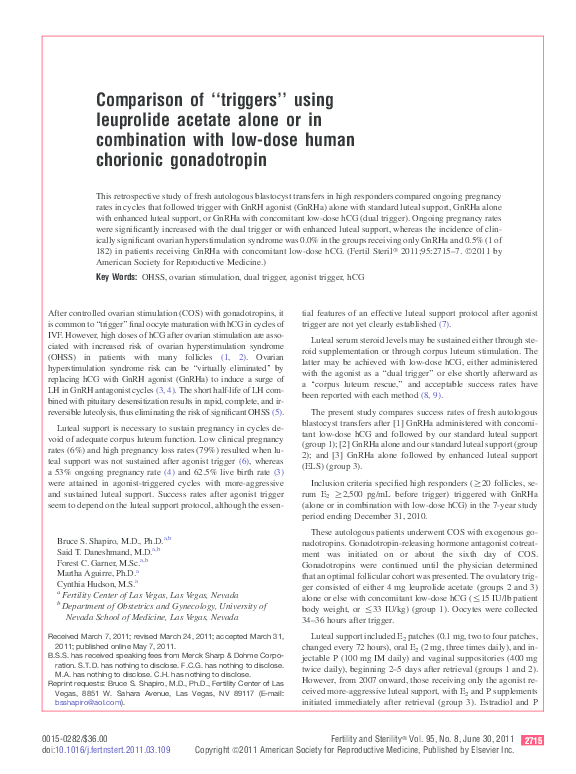 (PDF) Comparison of “triggers” using leuprolide acetate alone or in combination with low-dose ...