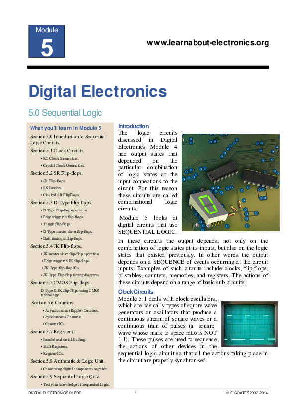 (PDF) Digital Electronics 5.0 Sequential Logic