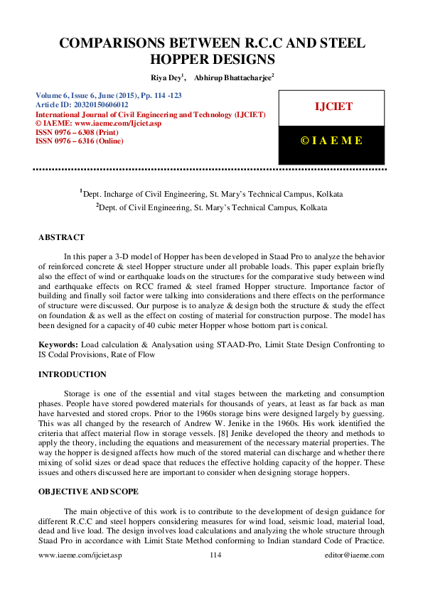 (PDF) COMPARISONS BETWEEN R C C AND STEEL HOPPER DESIGNS