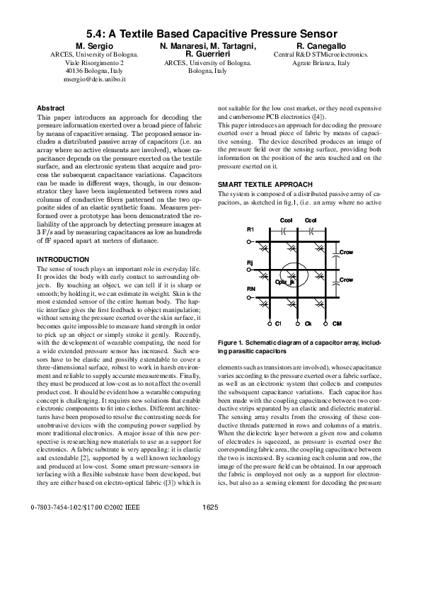 (PDF) A textile based capacitive pressure sensor