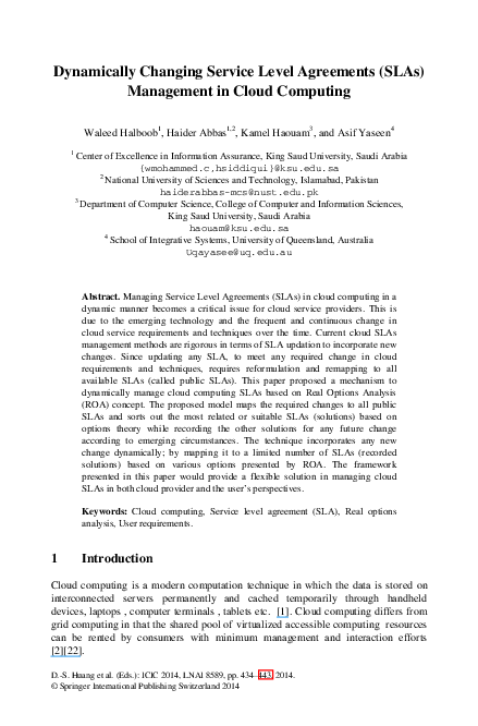 (PDF) Dynamically Changing Service Level Agreements (SLAs) Management in Cloud Computing