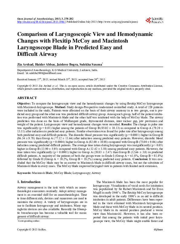 (PDF) A New Curved Laryngoscope Blade for Routine and Difficult ...