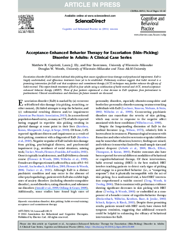 (PDF) Acceptance-Enhanced Behavior Therapy for Excoriation (Skin ...