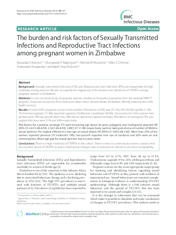(PDF) The burden and risk factors of Sexually Transmitted Infections and Reproductive Tract ...