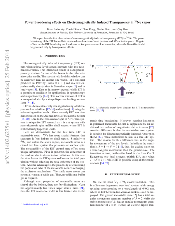 (PDF) Power broadening effects on Electromagnetically Induced ...