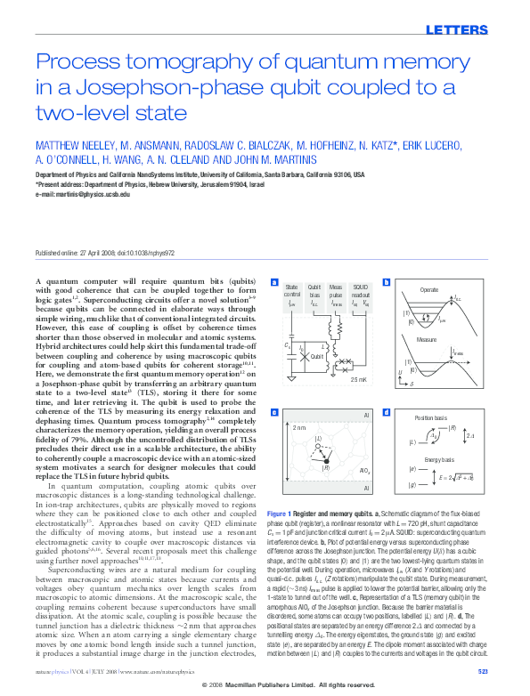 (PDF) Process tomography of quantum memory in a Josephson-phase qubit coupled to a two-level ...
