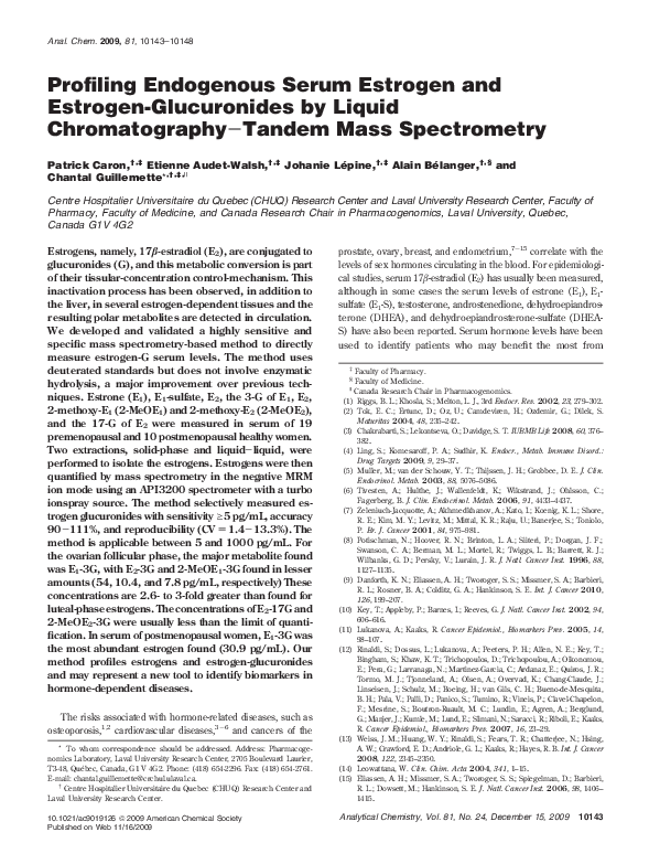 (PDF) Profiling Endogenous Serum Estrogen and Estrogen-Glucuronides by ...