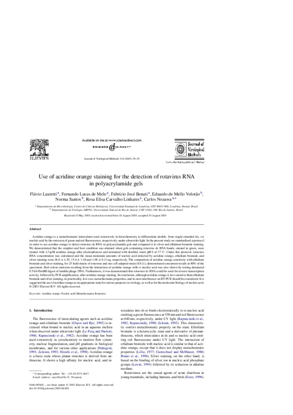 (PDF) Use of acridine orange staining for the detection of rotavirus ...