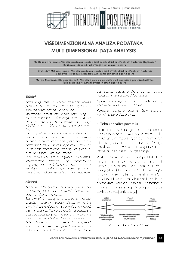 (PDF) MULTIDIMENSIONAL DATA ANALYSIS