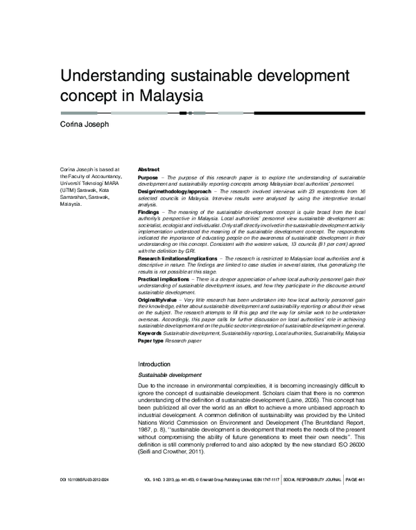 (PDF) Understanding sustainable development concept in Malaysia
