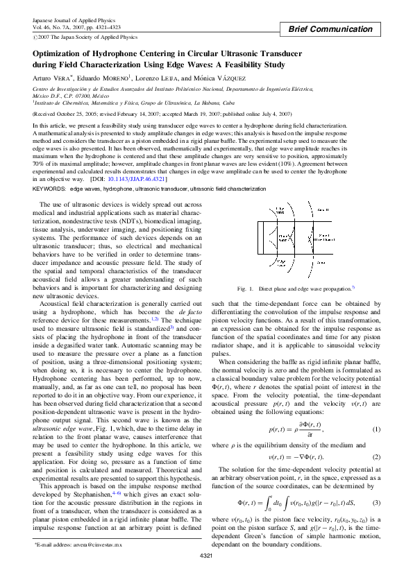 (PDF) Optimization of Hydrophone Centering in Circular Ultrasonic Transducer during Field ...