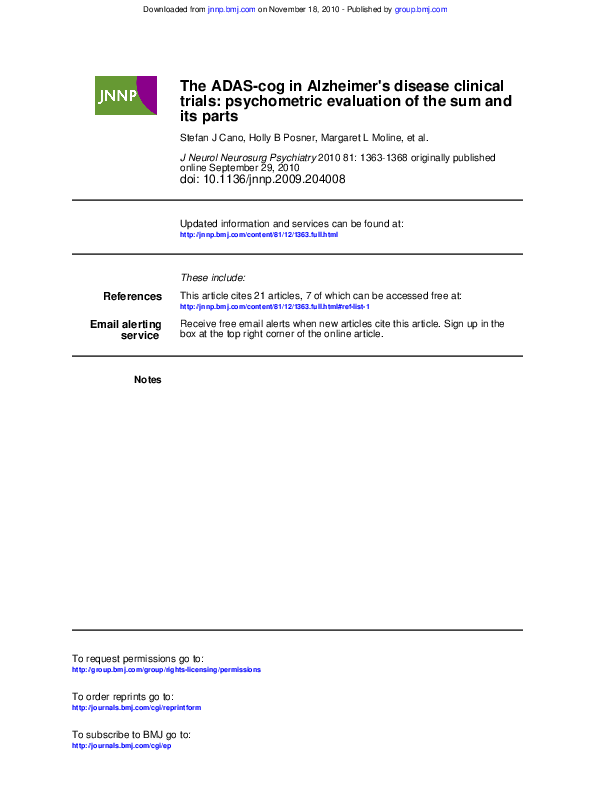 (PDF) The ADAS-cog in Alzheimer's disease clinical trials: psychometric ...