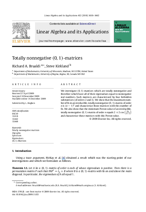 (PDF) Totally nonnegative -matrices