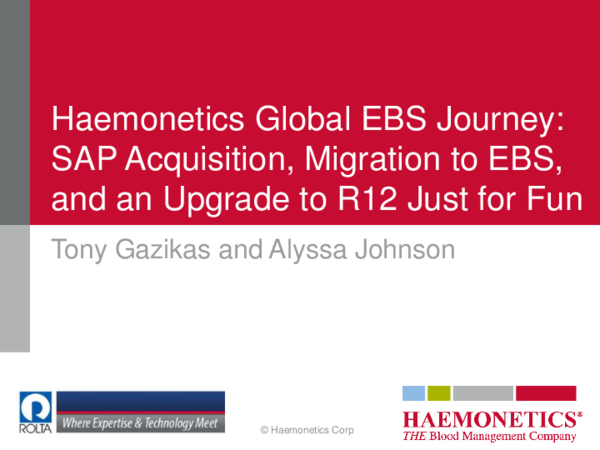 (PDF) Haemonetics Global EBS Journey: SAP Acquisition, Migration to EBS ...