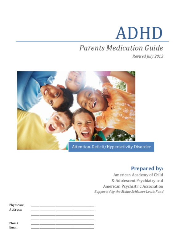 (PDF) ADHD Parents Medication Guide Prepared by: Attention-Deficit ...