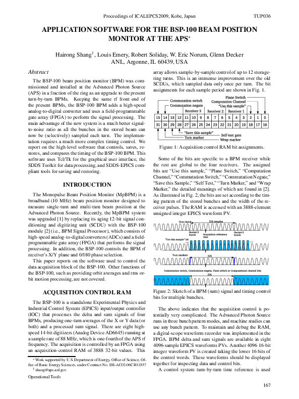 (PDF) Application Software for the BSP-100 Beam Position Monitor at the Aps