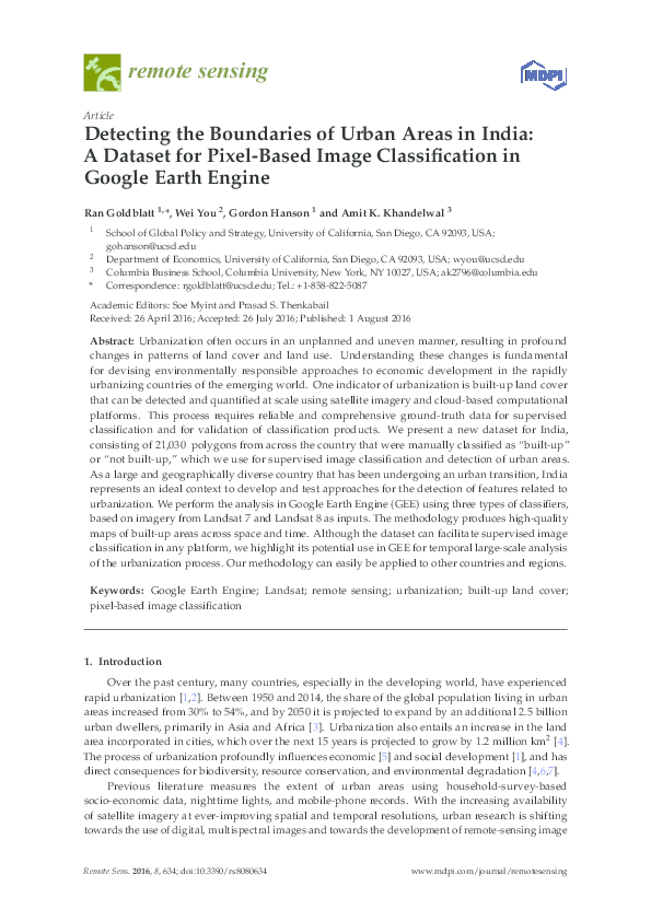 (PDF) Detecting the Boundaries of Urban Areas in India: A Dataset for Pixel-Based Image ...